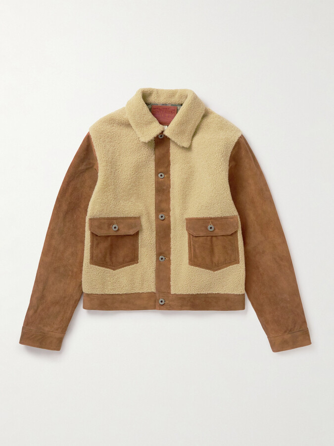 Ralph Lauren RRL Panelled Shearling-Lined Suede Jacket - ShopStyle