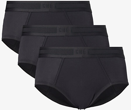 Che ens Black Elasticated-waistband Pack of Three Stretch-woven Briefs ...