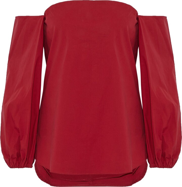 Theory Blouse Brick Red - ShopStyle Long Sleeve Tops