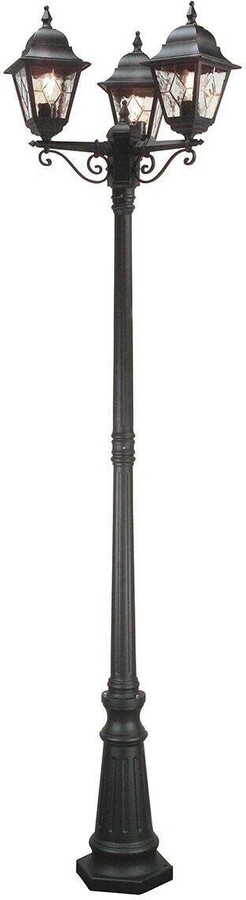 Loops IP43 3 Bulb Lamp Post Black LED E27 100W Bulb Light Fitting ...