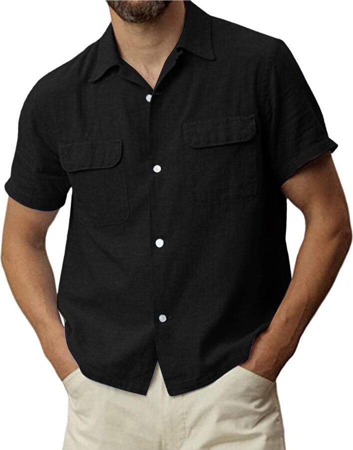 VESNIBA Cuban Shirts Men's Short Sleeve Cuban Guayabera Shirt Relaxed ...