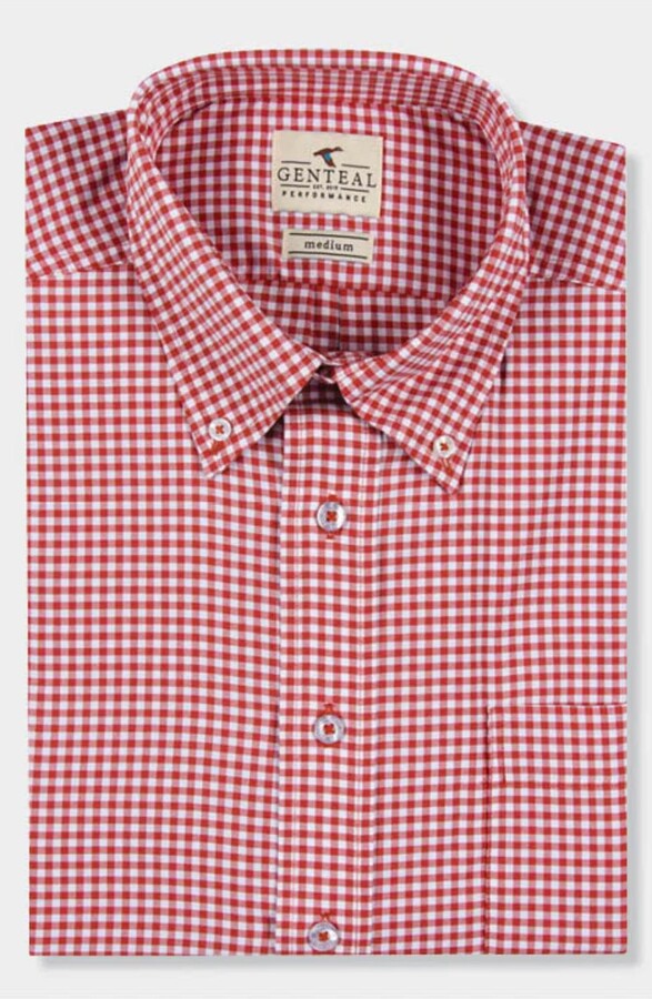 GenTeal Men's Gingham Softouch Woven Sport Shirt In Red - ShopStyle