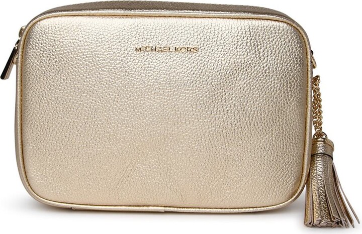 Michael Kors 'jet Set' Gold Leather Crossbody Bag - ShopStyle