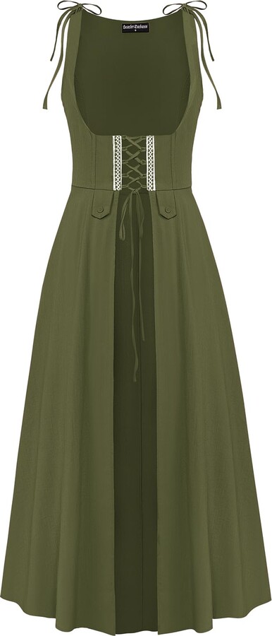 SCARLET DARKNESS Women Renaissance Boho Dress Lace up Pirate Peasant ...