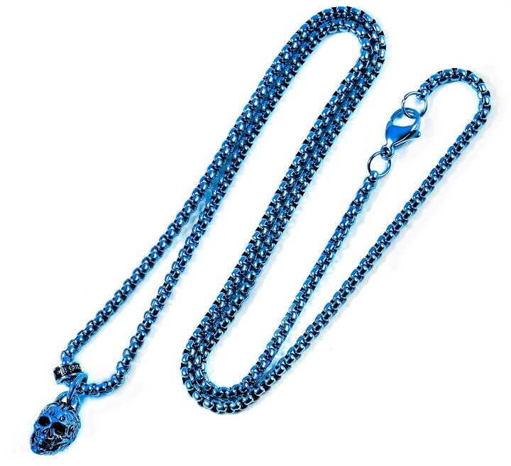 Crucible Jewelry Crucible Los Angeles Blue Stainless Steel 12mm Skull ...