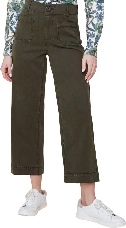 Renuar Tencel Wide Leg Ankle Pants In Chive - ShopStyle