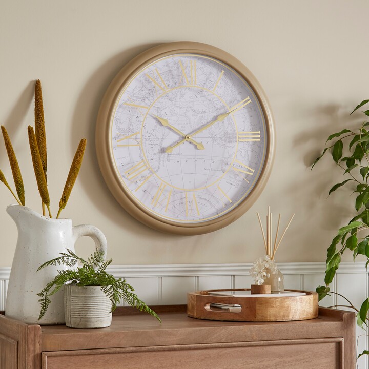 Dunelm Maps Wall Clock Sandstone - ShopStyle