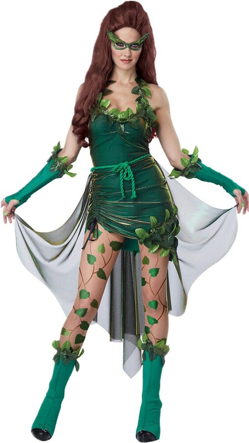 Nokiwiqis Women Halloween Poison Ivy Costume Fake Leaves Halter Neck ...