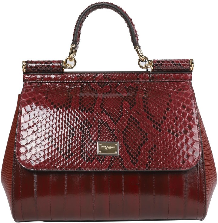 Dolce & Gabbana Burgundy Python Sicily Bag Medium - ShopStyle
