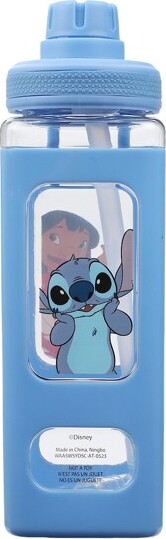 Lilo & Stitch 24 Waving Characters Oz Blue Square Plastic Water Bottle ...