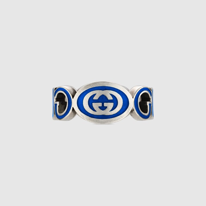 Gucci Interlocking G enamel ring - ShopStyle