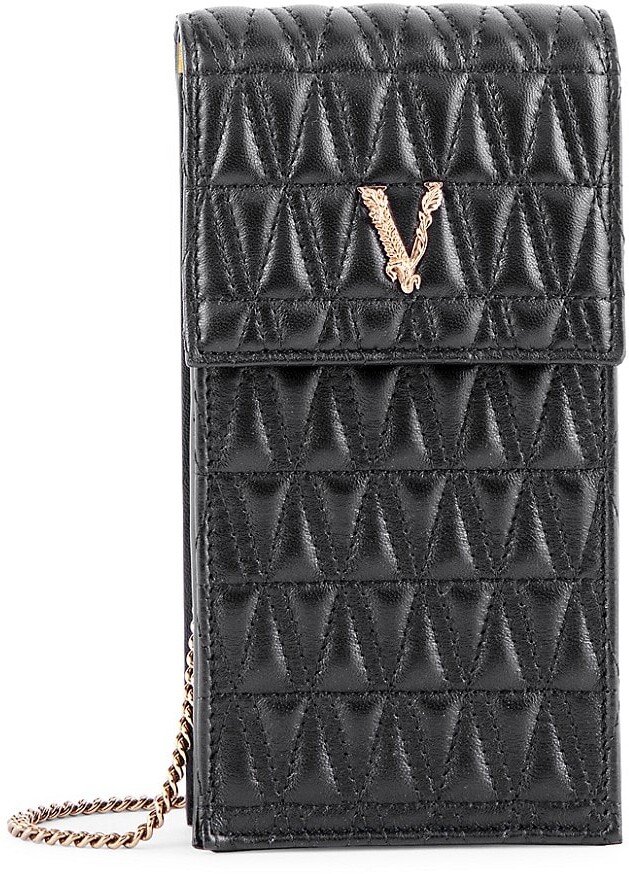 Versace Small Virtus Quilted Leather Crossbody Phone Pouch - ShopStyle
