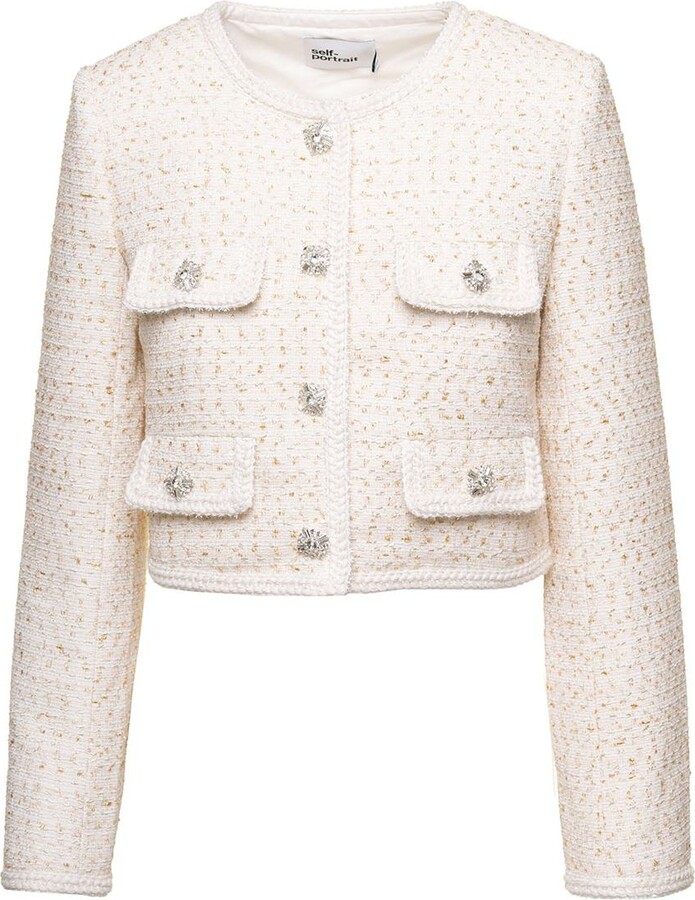 Self-Portrait Cream Boucle Jacket - ShopStyle