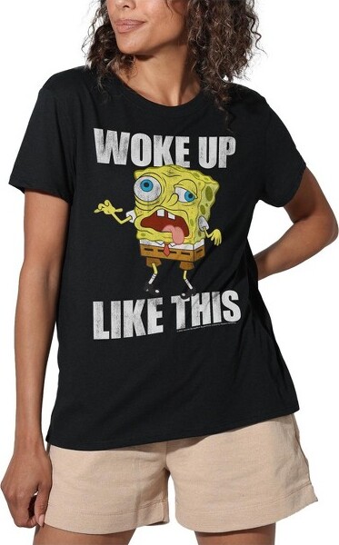 SpongeBob Squarepants Women' Woke Up Like Thi Meme Looe T-Shirt Black ...