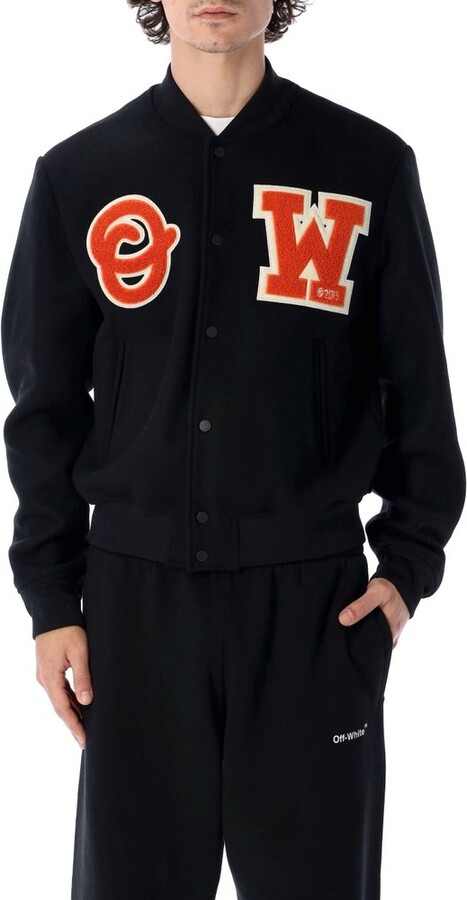 Off-White Logo Flocked Buttoned Jacket - ShopStyle