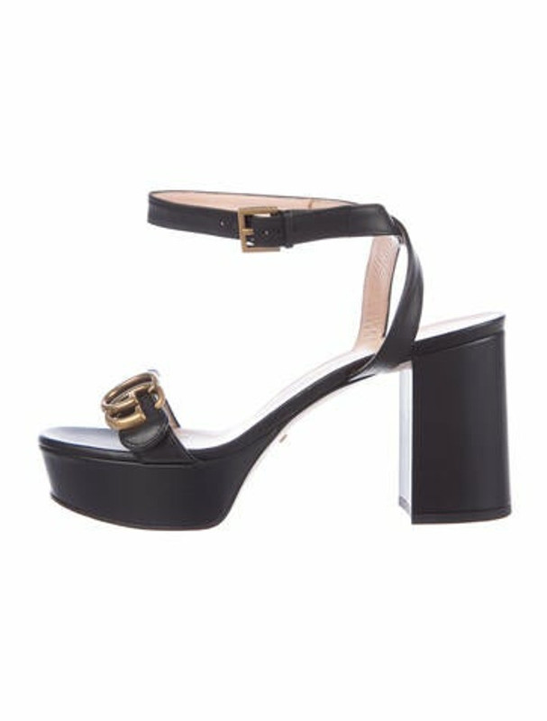 Gucci Double G Logo Leather Sandals Black - ShopStyle