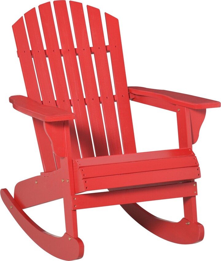 Outsunny Wooden Adirondack Rocking Chair Outdoor Lounge Chair Fire Pit ...