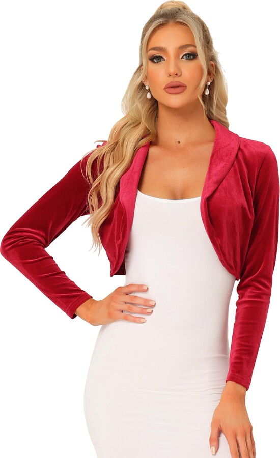 Allegra K Elegant Velvet Shrug for Women's Christmas Costume Cocktail ...
