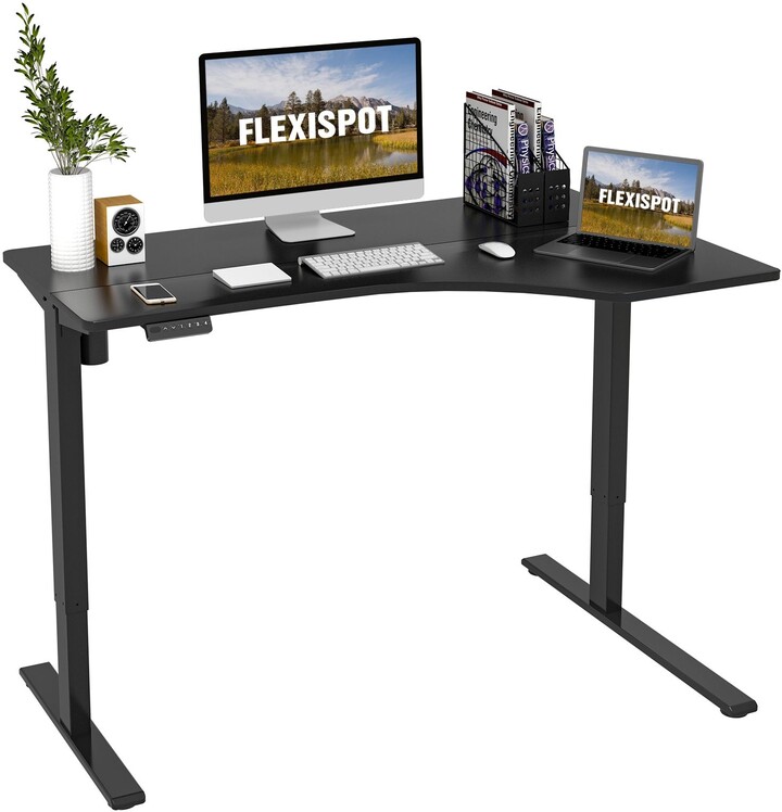 FlexiSpot 55" L-Shaped Computer Desk Electric Height Adjustable Desk ...