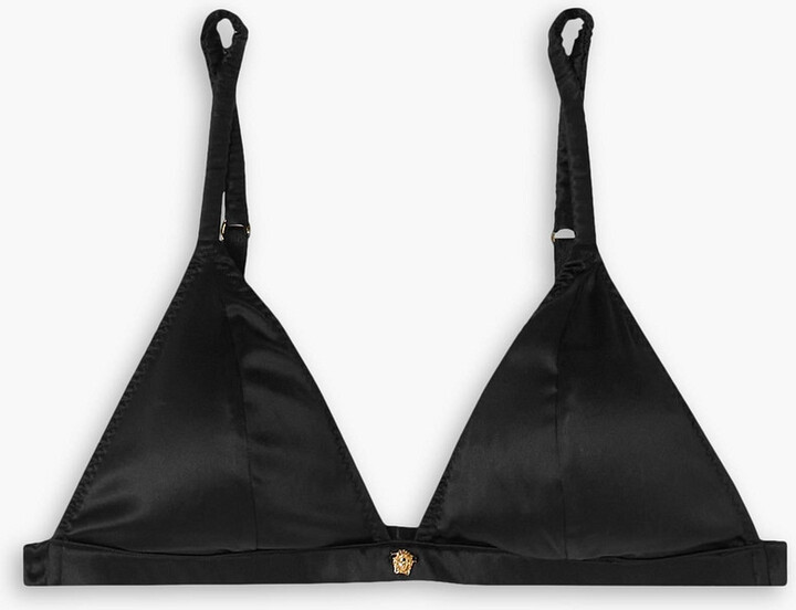 Versace Medusa embellished silk-blend satin soft-cup triangle bra ...