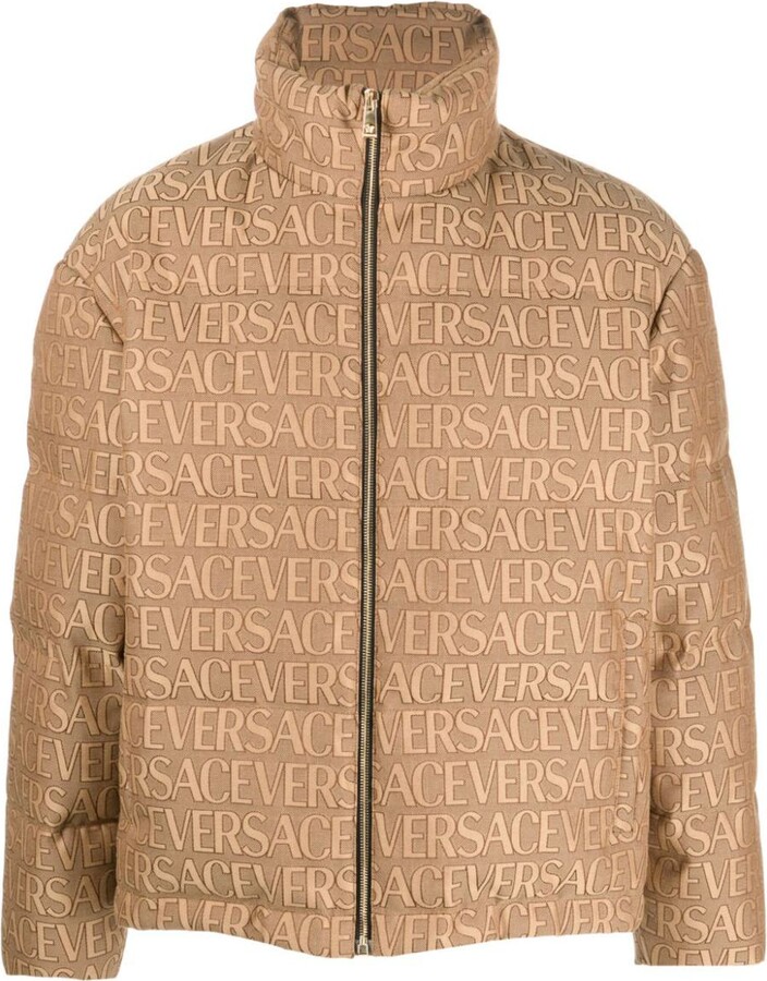 Versace Logo all over down jacket - ShopStyle