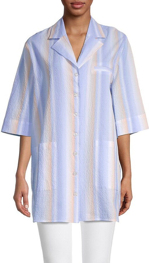 Ganni Striped Crinkle Shirt - ShopStyle