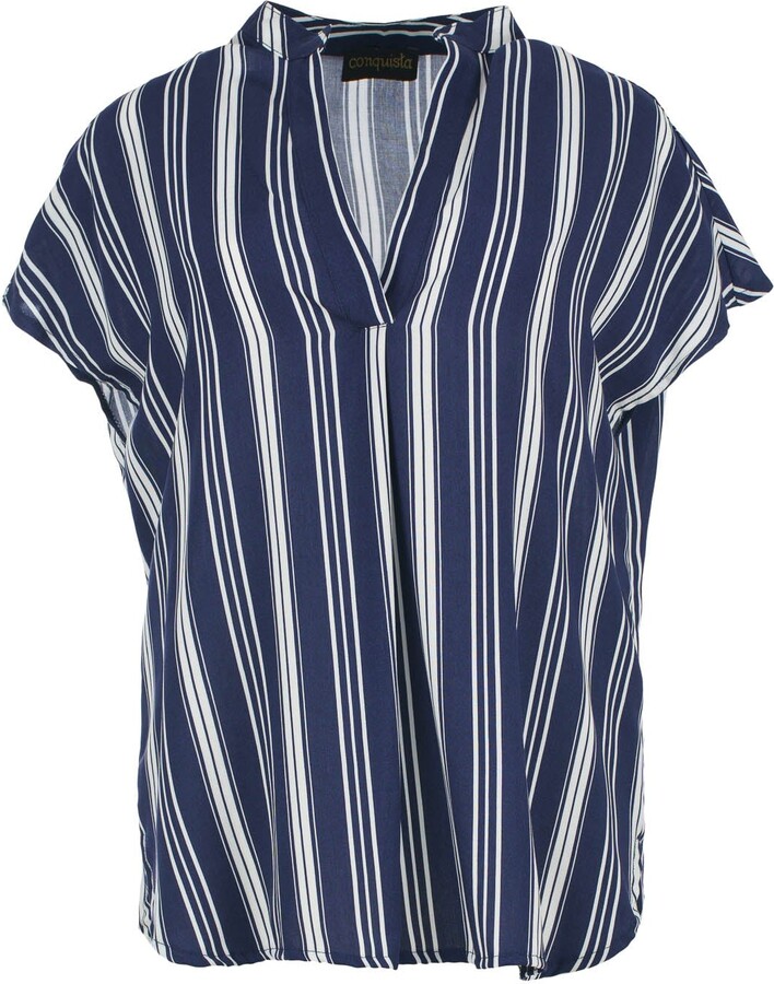 Conquista Nautical-Inspired Viscose Striped Blouse - ShopStyle