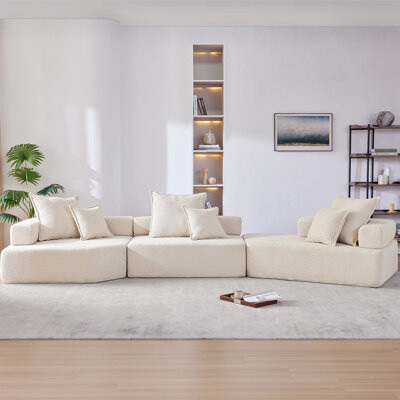Latitude Run Oversized Modular Sectional Sofa,Luxury Boucle Floor Couch ...