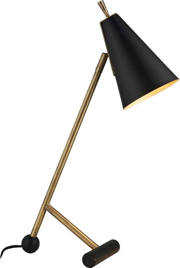 Loops Antique Brass & Matt Black Task Lamp - Modern Adjustable Table ...
