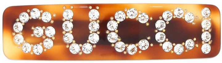 Gucci Crystal Logo Hair Barrette - ShopStyle
