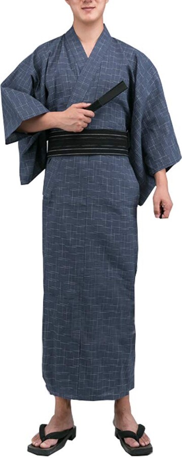 thefancypumpkin Jinbei Men's Japanese Style Dressing Gown Kimono Pajamas Suit#07[Size XL ...