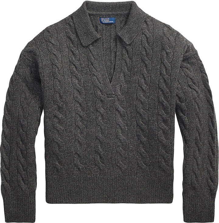 Polo Ralph Lauren Wool-Blend Cable-Knit Polo Sweater - ShopStyle