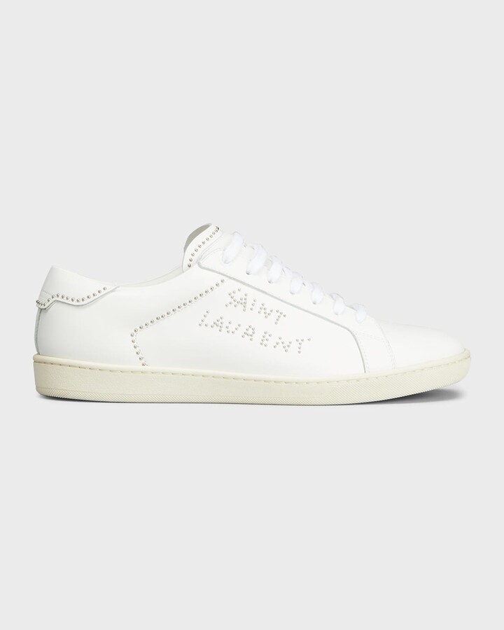 Saint Laurent Men's Logo Stud Leather Low-Top Sneakers - ShopStyle