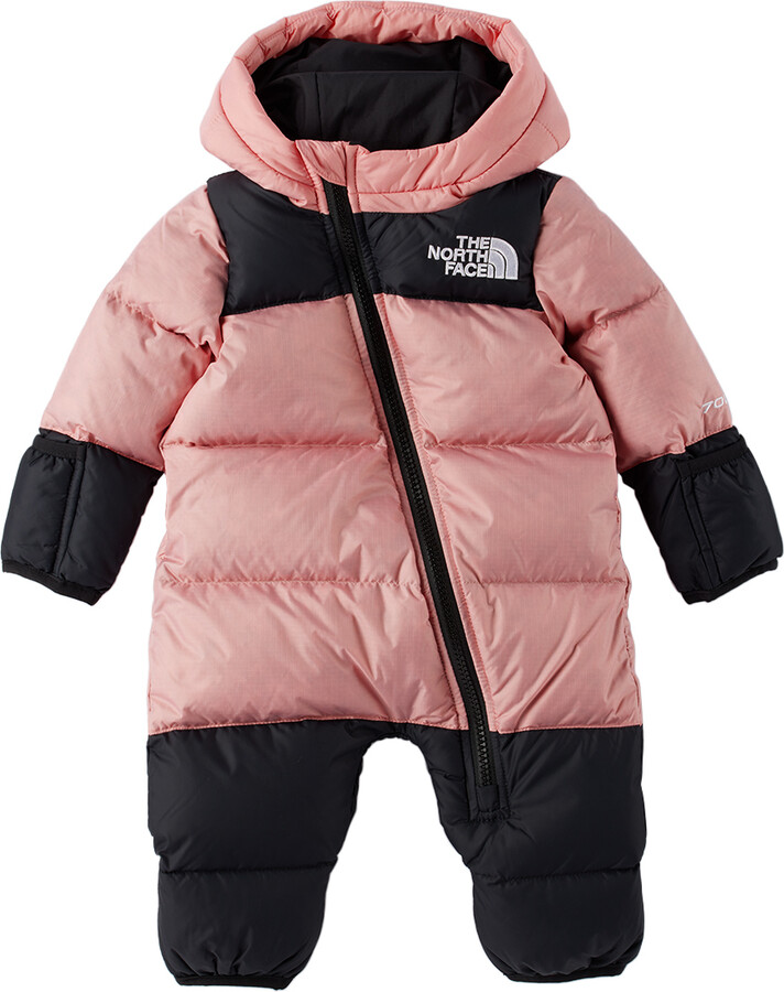 The North Face Kids Baby Pink & Black 1996 Retro Nuptse Down Snowsuit ...
