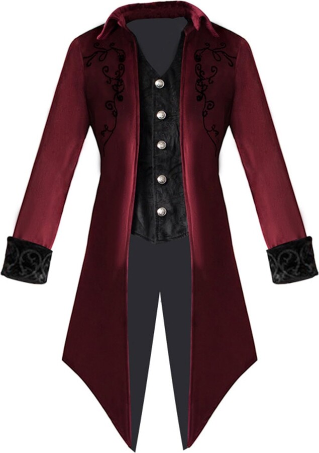 Beokeuioe Men's Gothic Jacket Medieval Costume Tuxedo Jacket Tailcoat ...