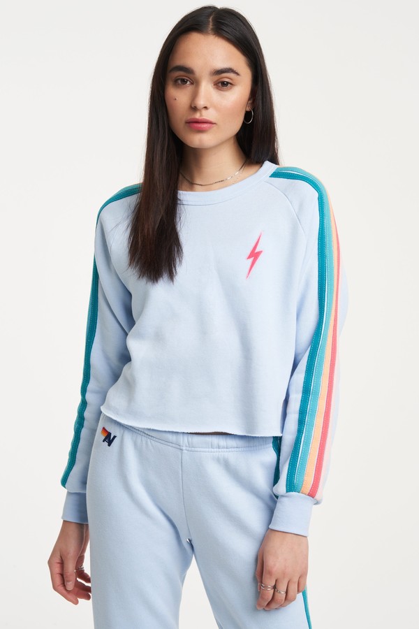 Aviator Nation Bolt Cropped Classic Crew - ShopStyle Tops