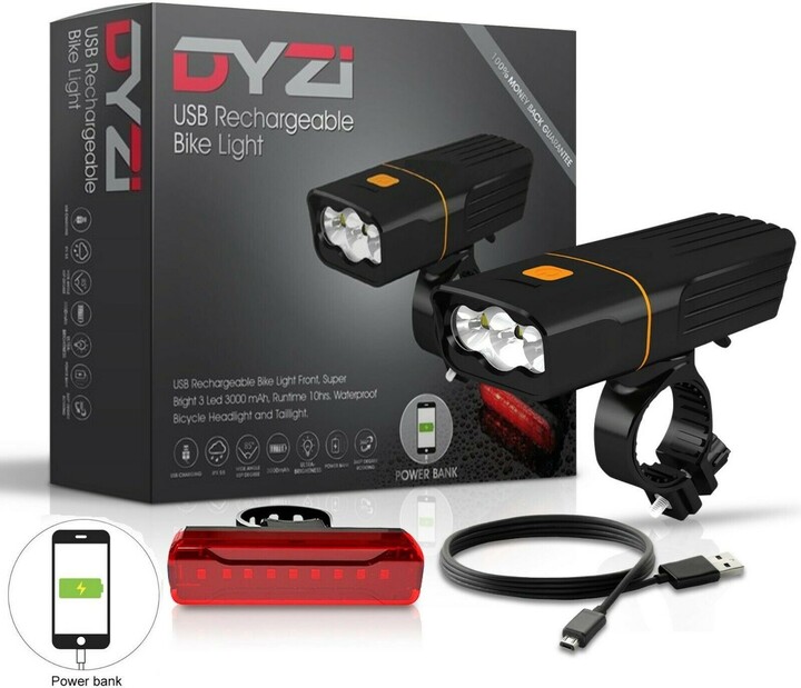 Dyzi Rechargeable Bike Lights Set 3000mah Lumens Waterproof - ShopStyle ...