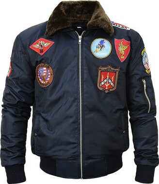 LP-FACON Mens Brown Tom Cruise Gun Jacket - Multiple Patches USAAF G1 ...