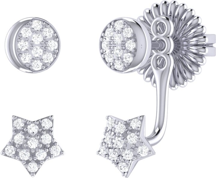 LMJ - Moon Transformation Star Diamond Stud Earrings In 14K White Gold - ShopStyle