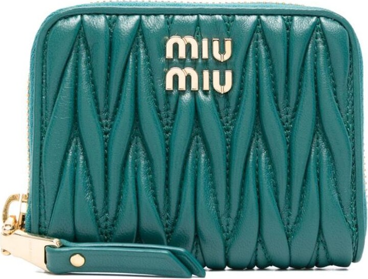 Miu Miu logo-plaque matelassé leather wallet - ShopStyle