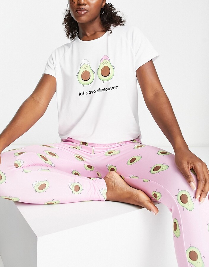 Loungeable avo sleepover in pink and white - ShopStyle Pajamas