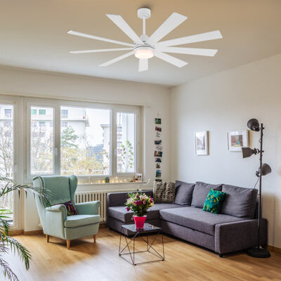 Wade Logan 65" Babrak 9 - Blade LED Standard Ceiling Fan with Remote ...