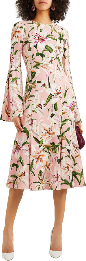Dolce & Gabbana Pleated floral-print crepe de chine midi dress - ShopStyle