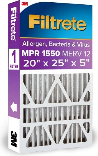Filtrete Ultra Allergen Reduction Deep Pleat Filter 20"x25"x5": MERV 12 ...