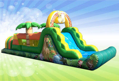 Jingo Jump Jungle Fun Inflatable Obstacle Course with Air Blower ...