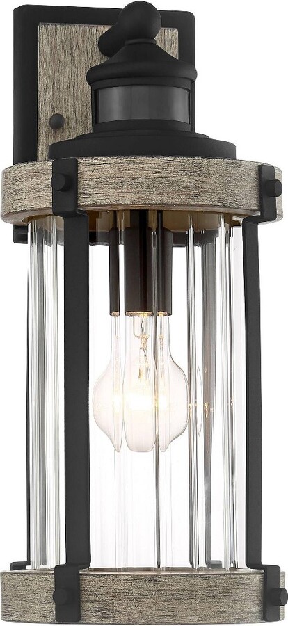 John Timberland Rustic Outdoor Wall Light Fixture Wood Finish Black 15 ...