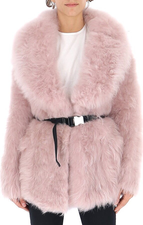 Prada Belted Fur Coat - ShopStyle