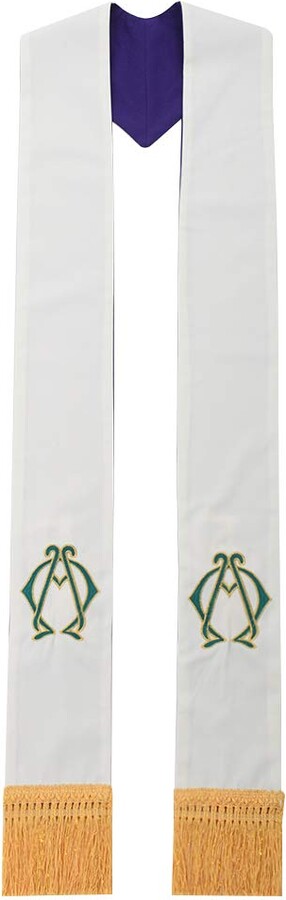 BLESSUME Church Pastor Reversible Stole with Tassels (White & Purple ...