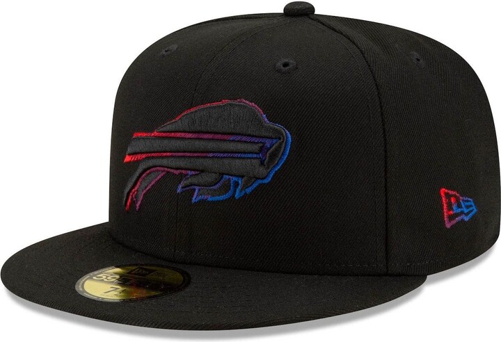 New Era Men's Black Buffalo Bills Logo Color Dim 59FIFTY Fitted Hat ...