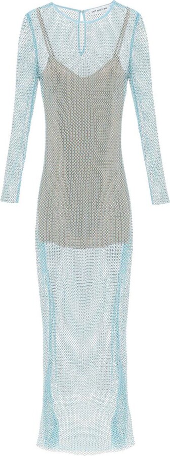 Self-Portrait maxi dress in fishnet with rhinestones - ShopStyle